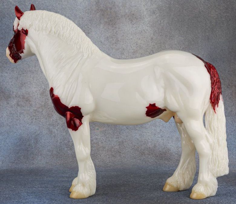 Rhenish Draft: Glossy Metallic Red Pinto | BreyerHorseRef