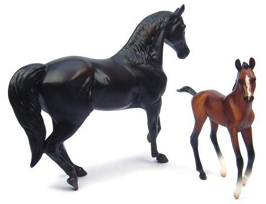 Raven Black Morgan Mare & Red Bay Foal | BreyerHorseRef