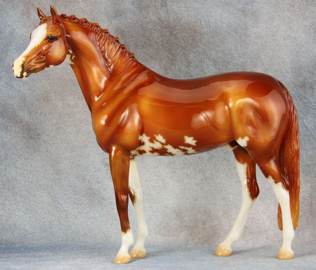 German Riding Pony: Glossy Bright Chestnut Sabino | BreyerHorseRef